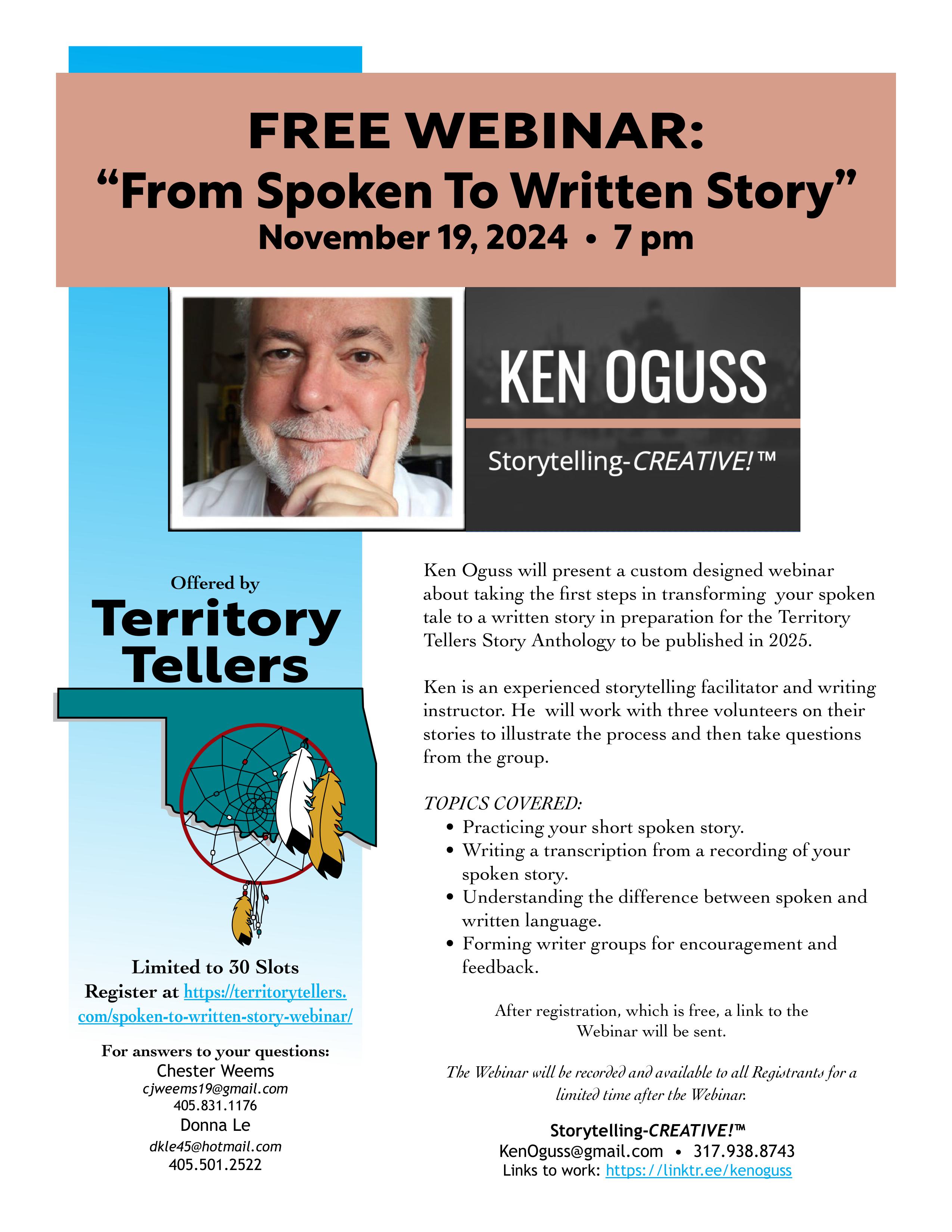 Spoken to Written Story Webinar – Territory Tellers